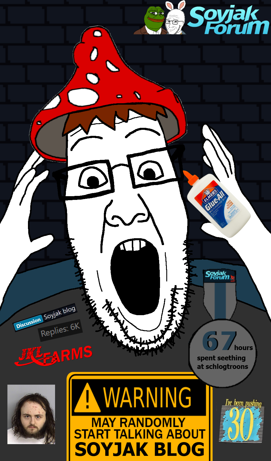 SoyBooru - Post 132498: arm award brown_hair clothes glasses glue hair hand hat jklfarms meta ...